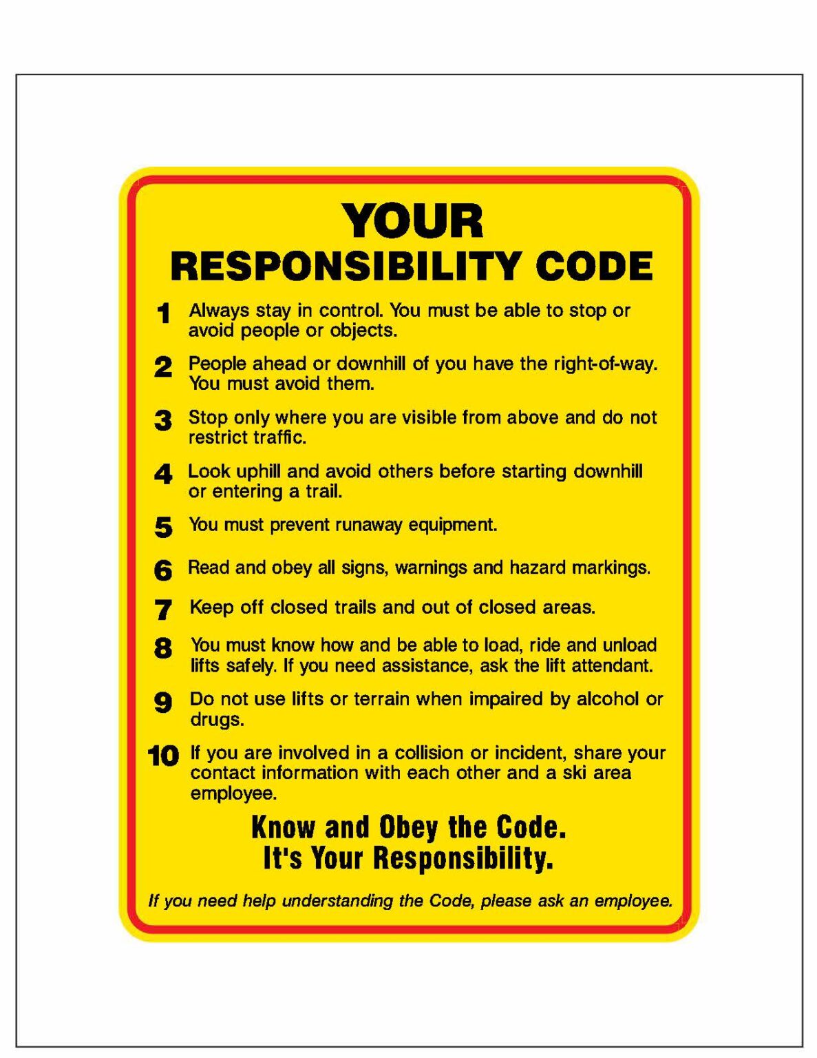 Responsibility Code – Ski Maine Association